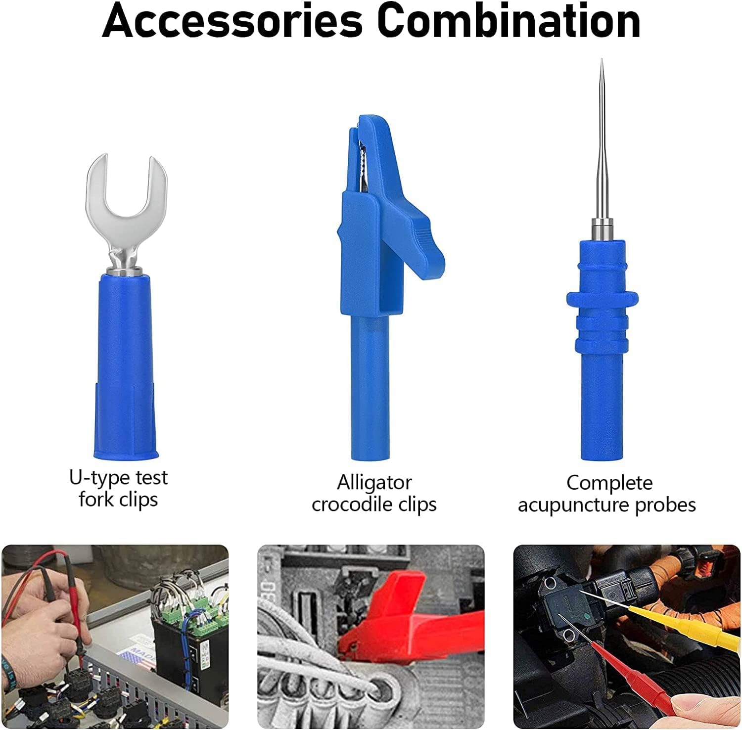 Multimeter Test Leads Kit With Banana Plug Alligator Clip Back Piercing ...