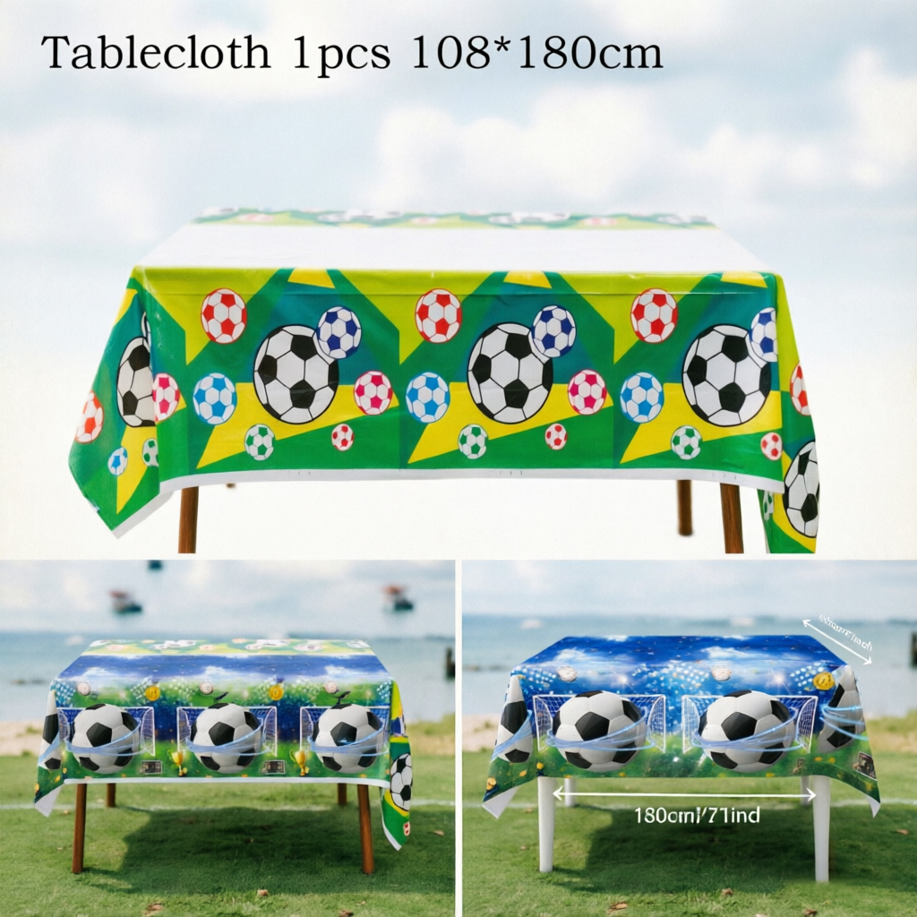 1-3pcs Football Plastic Tablecloth Field Sports Soccer Party Decor for ...