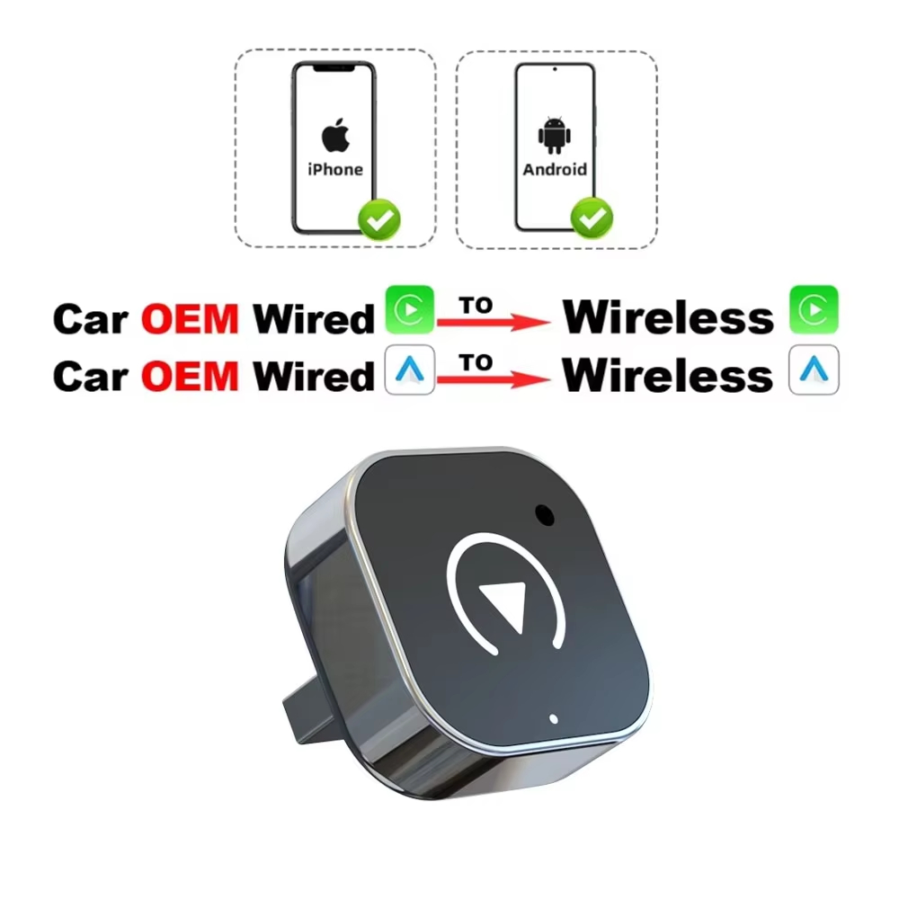 Wireless Carplay Android Auto Adapter Fast Connect Compact Plug Play ...