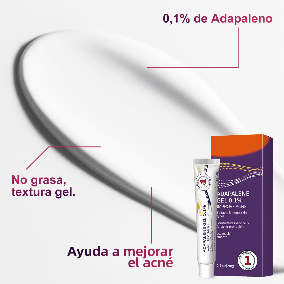 Anti-Acne Adapalene Gel 0.1% - Smooths Skin Texture, Formulated for ...