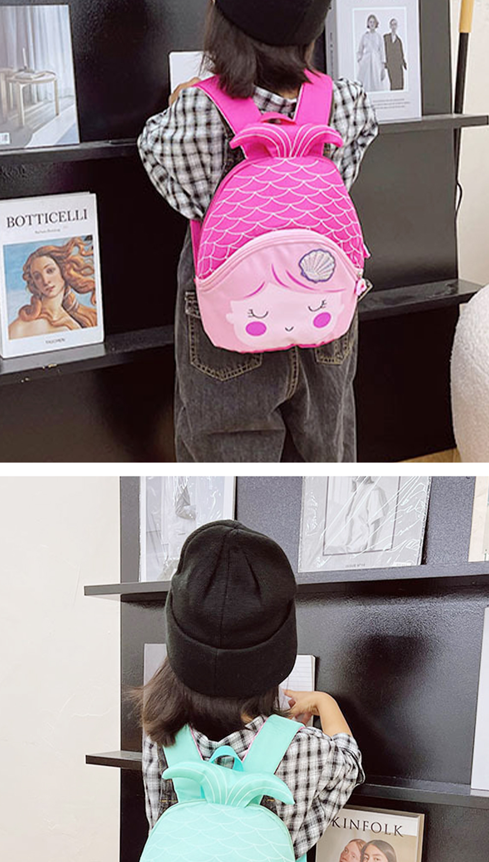 Unikids Cartoon Mermaid Bag For Kids Girl Nylon Lightweight Cute Fish ...