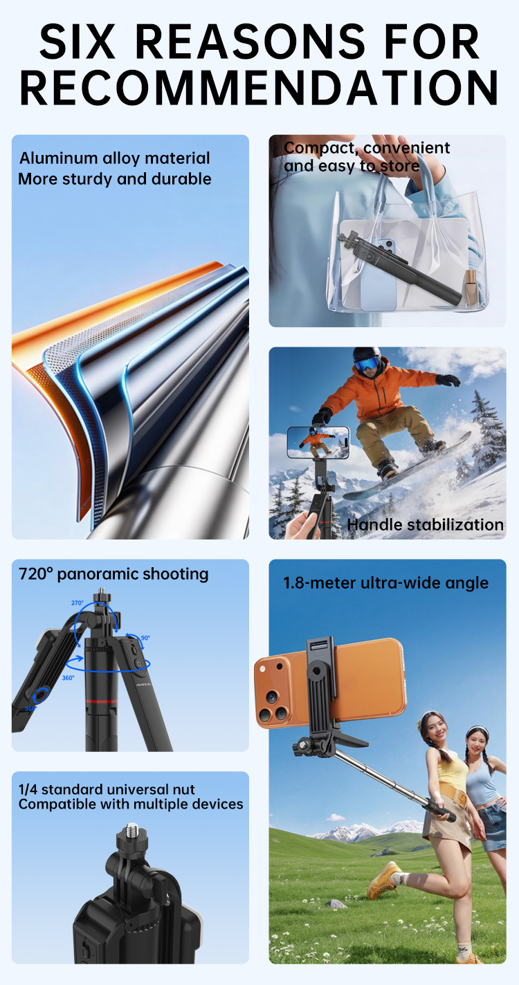 AVIDUS R20 PRO Selfie Stick 180cm Reversible With Bluetooth Remote ...
