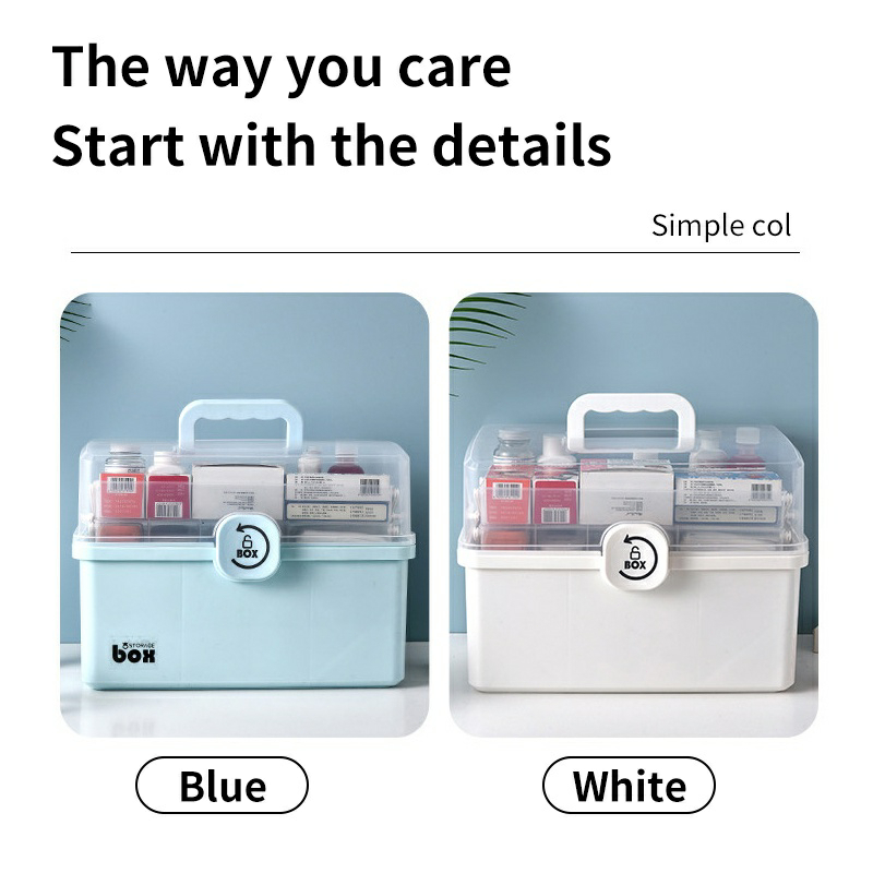 3 Layer Portable First Aid Kit Storage Box Medicine Box Plastic ...