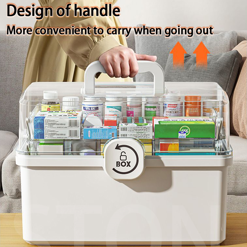 3 Layer Portable First Aid Kit Storage Box Medicine Box Plastic ...