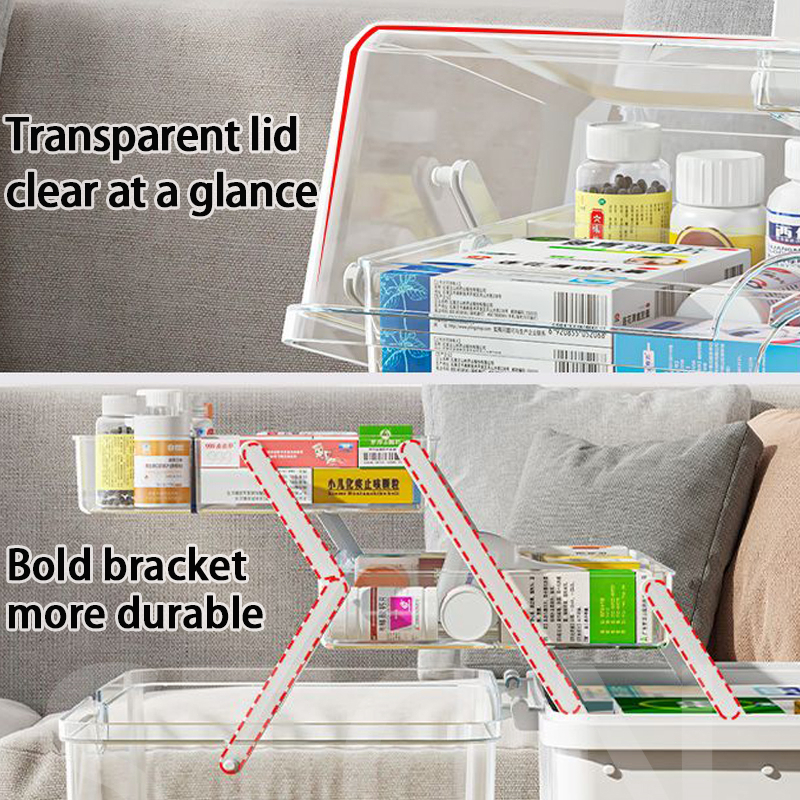 3 Layer Portable First Aid Kit Storage Box Medicine Box Plastic ...