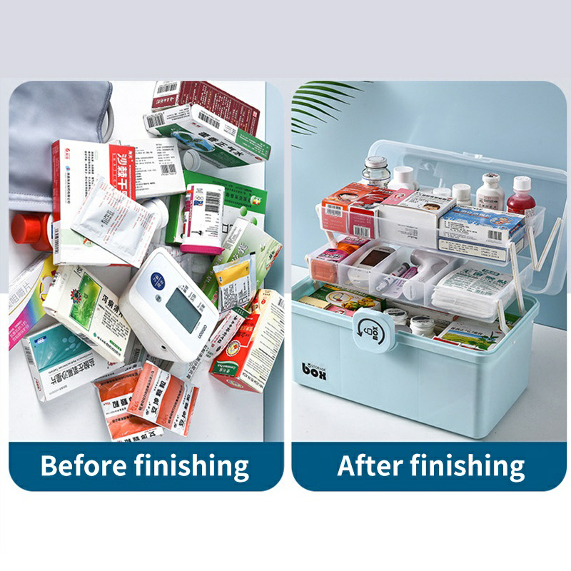 3 Layer Portable First Aid Kit Storage Box Medicine Box Plastic ...