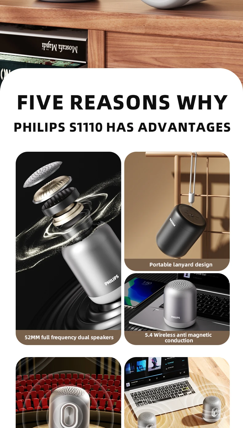 Philips TAS1110 Wireless Mini Speaker Bluetooth HiFi Multi Device ...