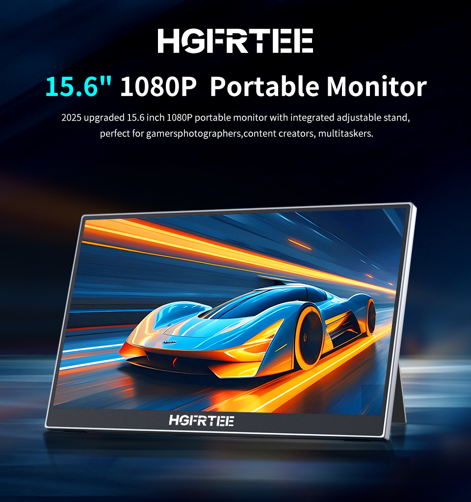 HGFRTEE Portable Monitor 15.6 Inch FHD 1080P Slim Lightweight External ...