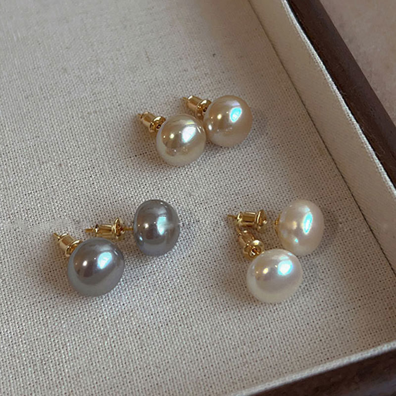Steamed Bun Pearl Earrings Not Faded Hypoallergenic Light Luxury Button ...