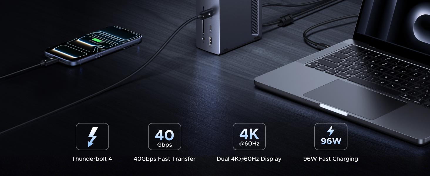 UGREEN Revodok Max Thunderbolt 4 Docking Station - Aluminum Alloy Gray ...