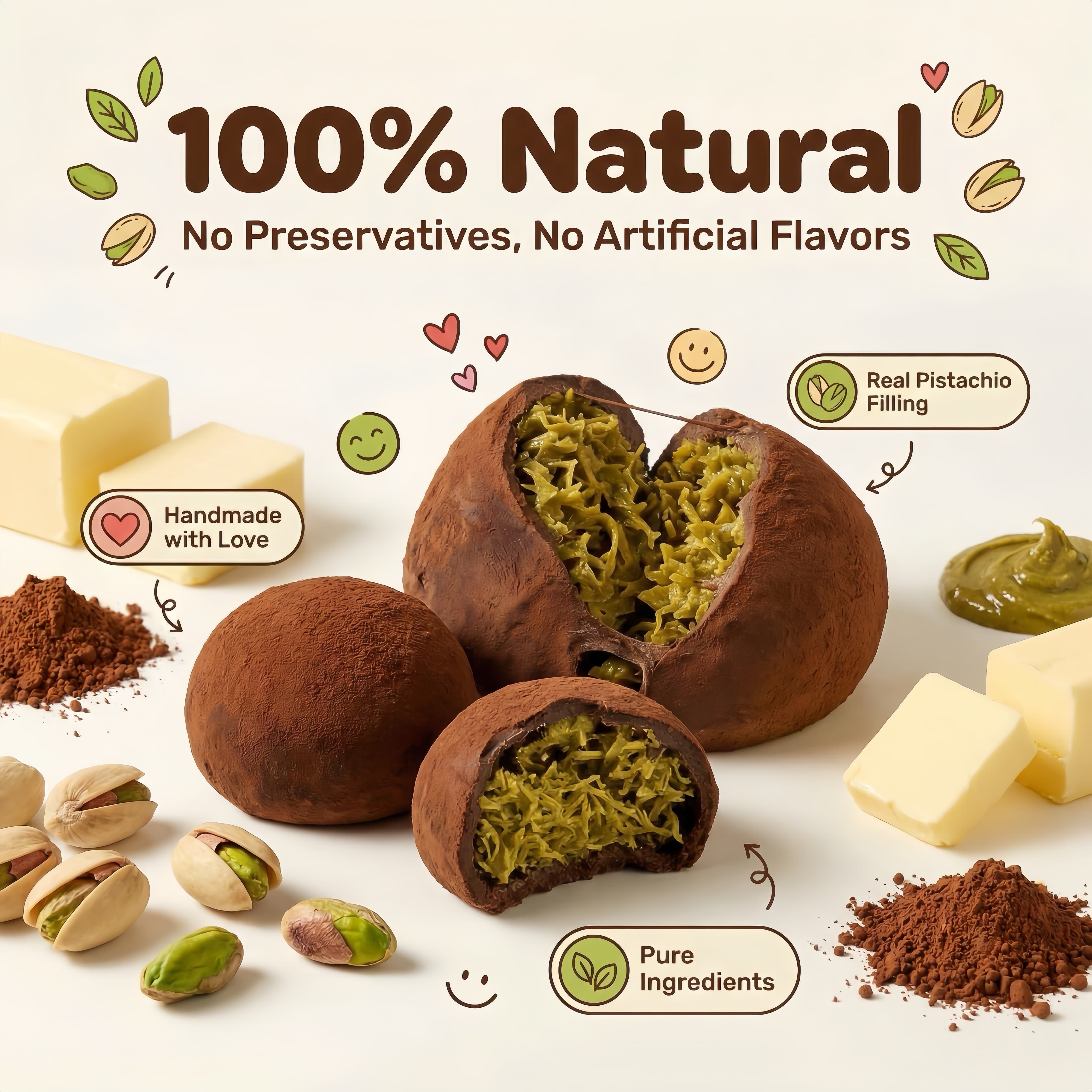 (2 Pieces Per Box ) Dubai Pistachio Chewy Cookie 100g Pure Cocoa Butter ...