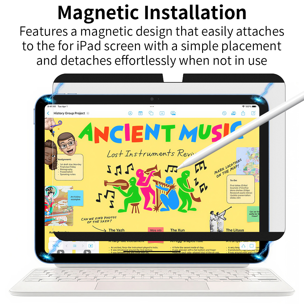 Magnetic Removable Paper Film Like for iPad 11th A16 Pro 11 12.9 Air ...