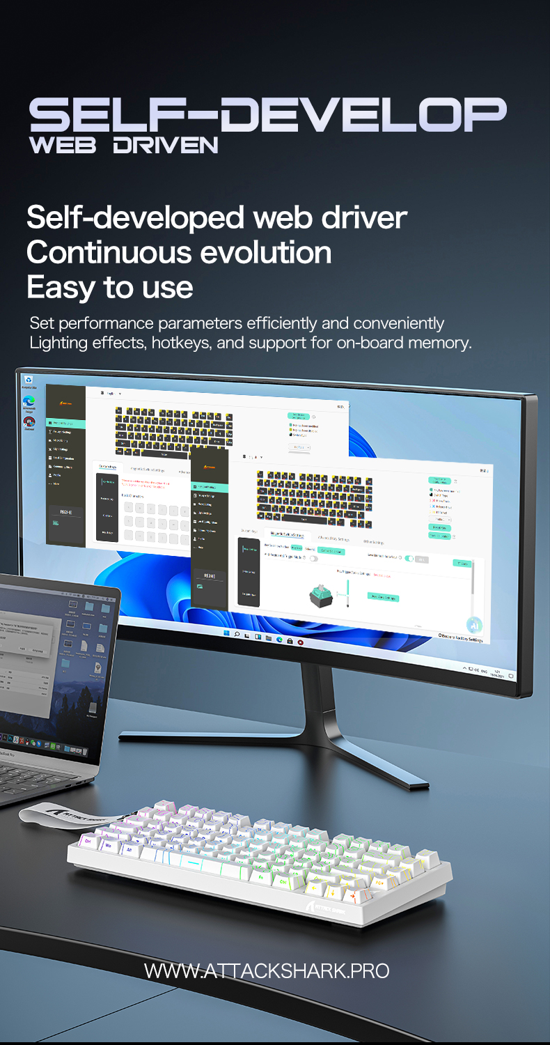 ATTACK SHARK R82HE Gaming High Speed 8K Polling Rate RGB Backlit Office ...