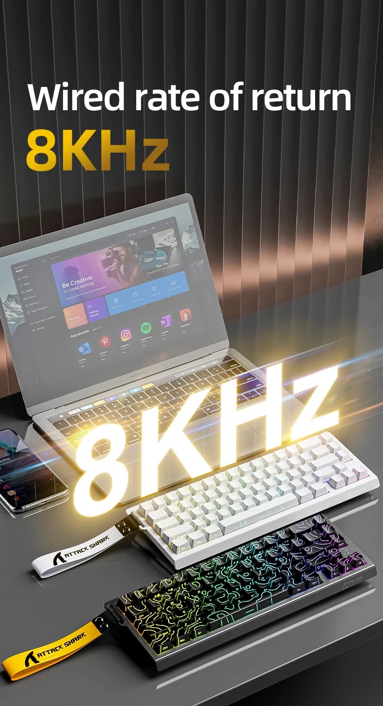 Attack Shark X68PRO HE Tri-mode Magnetic Axis Keyboard PBT Two-color ...