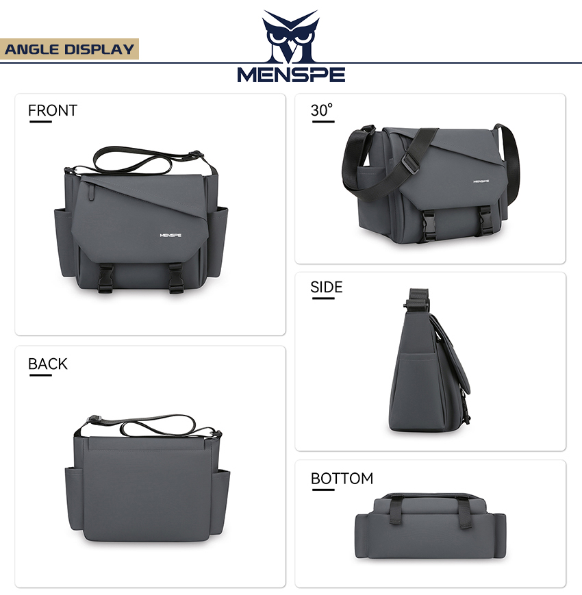 MENSPE Men's Shoulder Bag Unisex Waterproof Messenger Bag Fashion ...