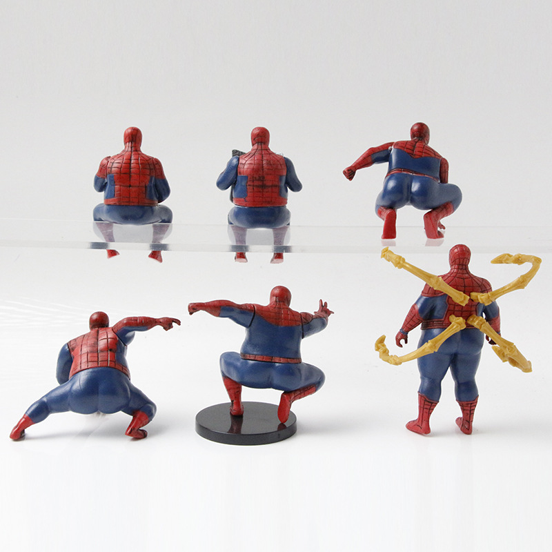 6Pcs/Set Anime Fat Spiderman Figures Chubby Spider Man Mini Action ...