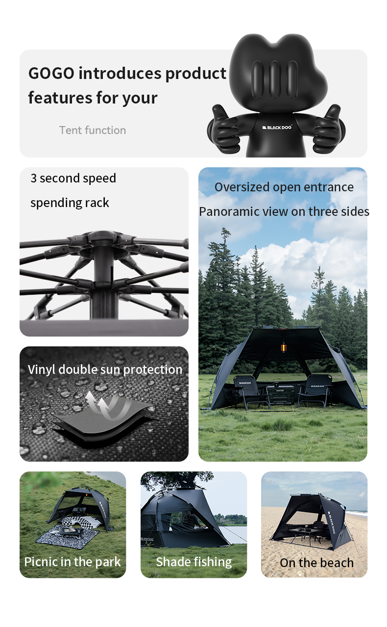 BLACKDOG Canopy Tent Blackout UPF50+ 2-in-1 12.3m² for Outdoor Camping ...