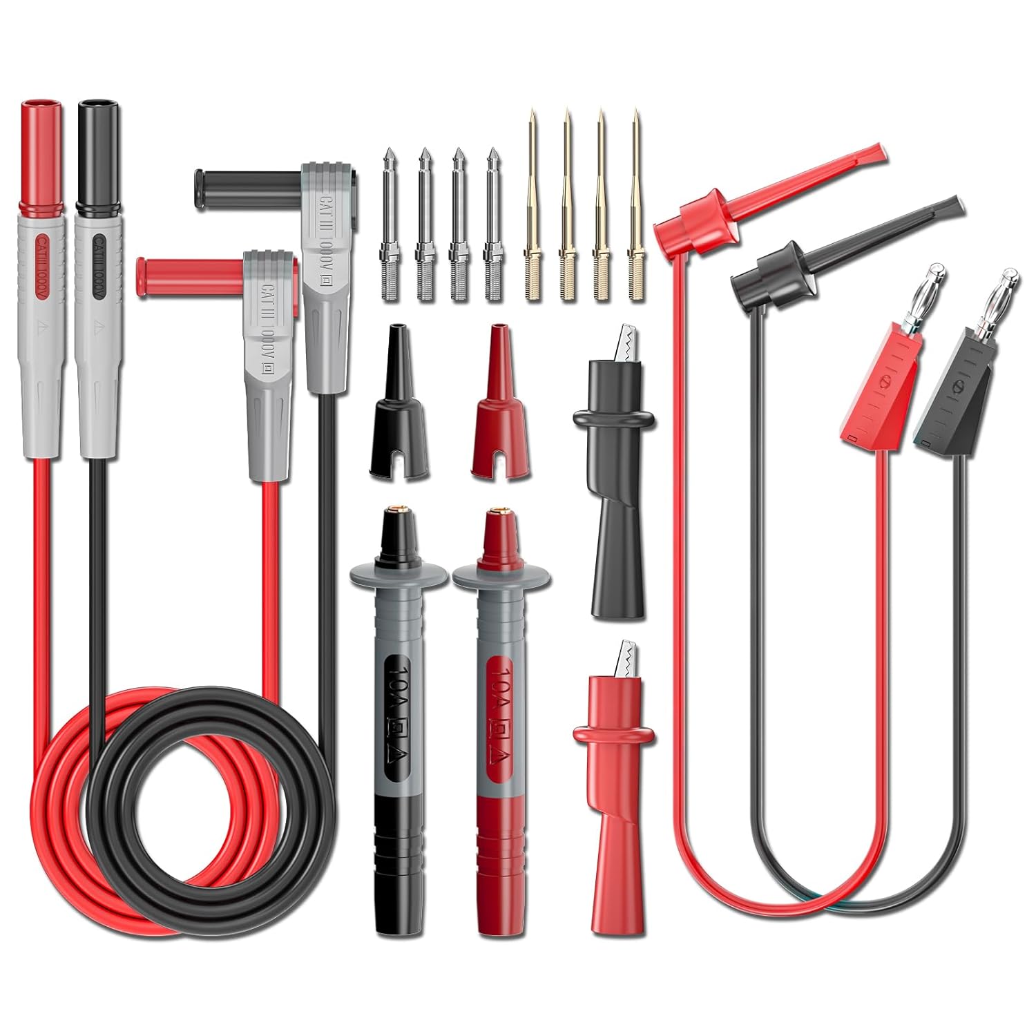 Multimeter Test Leads Kit with Alligator Clips Banana Plug to Test Hook ...