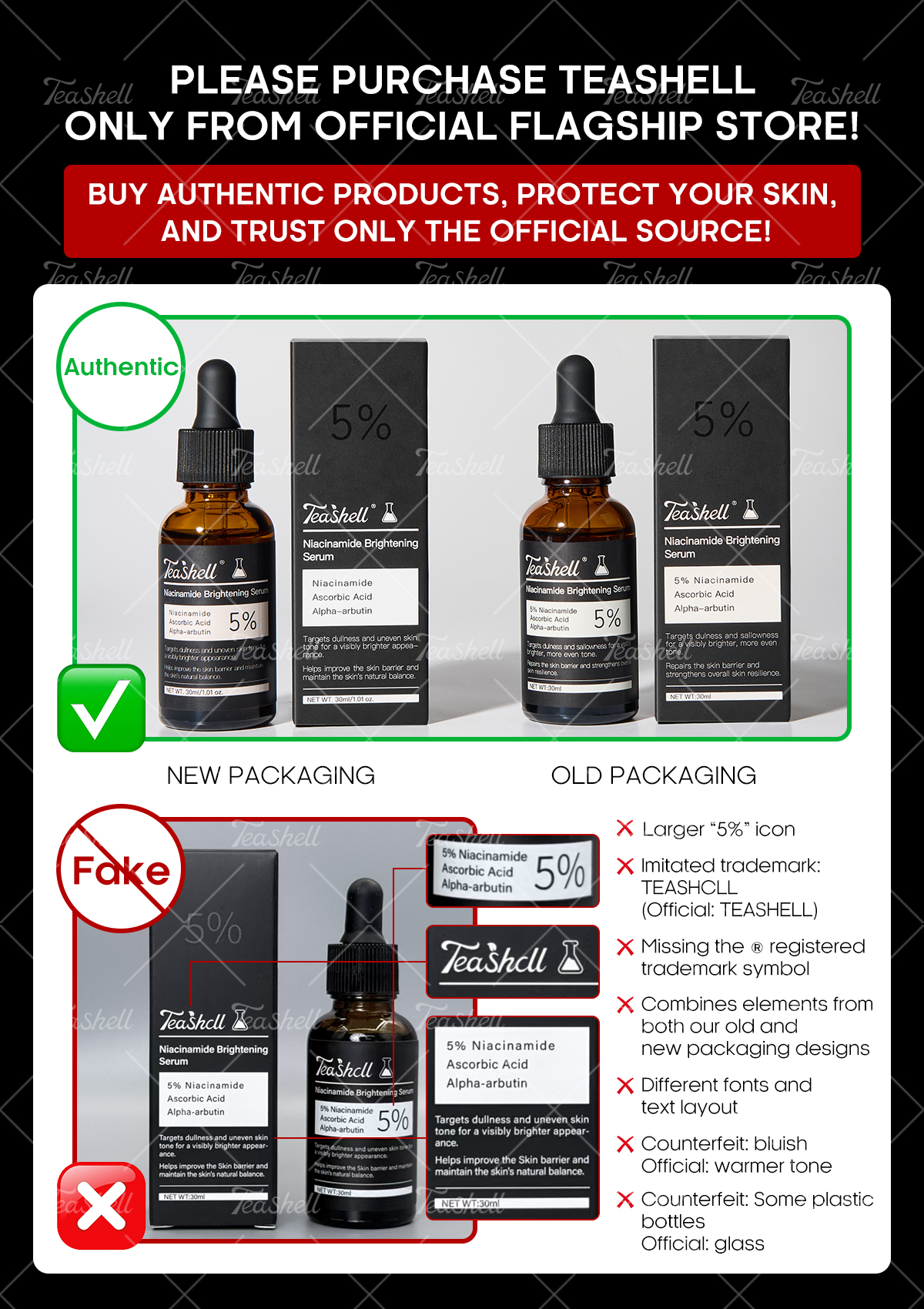 【FDA Approved】Teashell 5%Niacinamide facial serum+Whitening Soap Dual ...