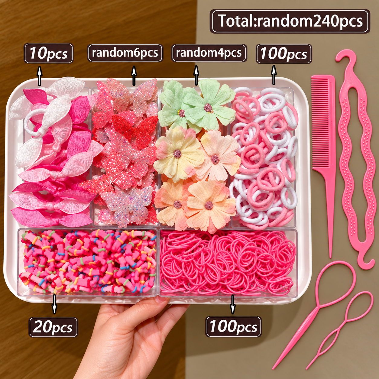 244Pcs Mixed Hair Clips Ties Set with Braiding Tools for Women Girls ...