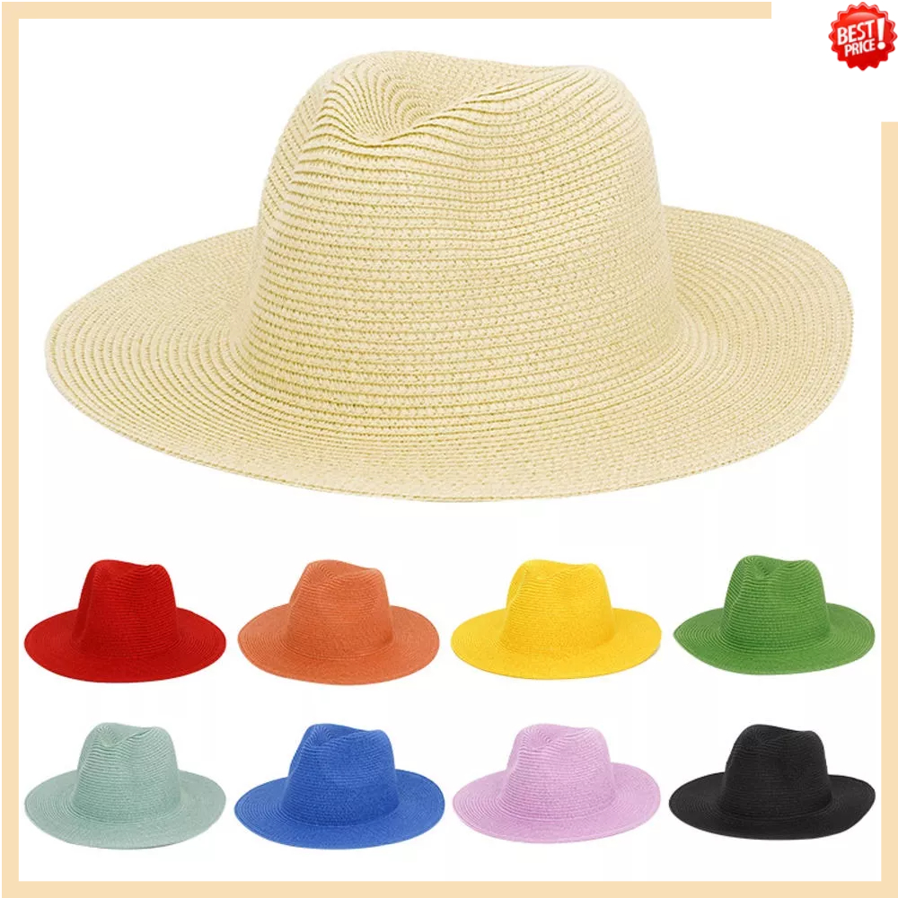 Wide Brim Straw Fedora Hat Fine Braid Precious Grass Summer Hat For ...