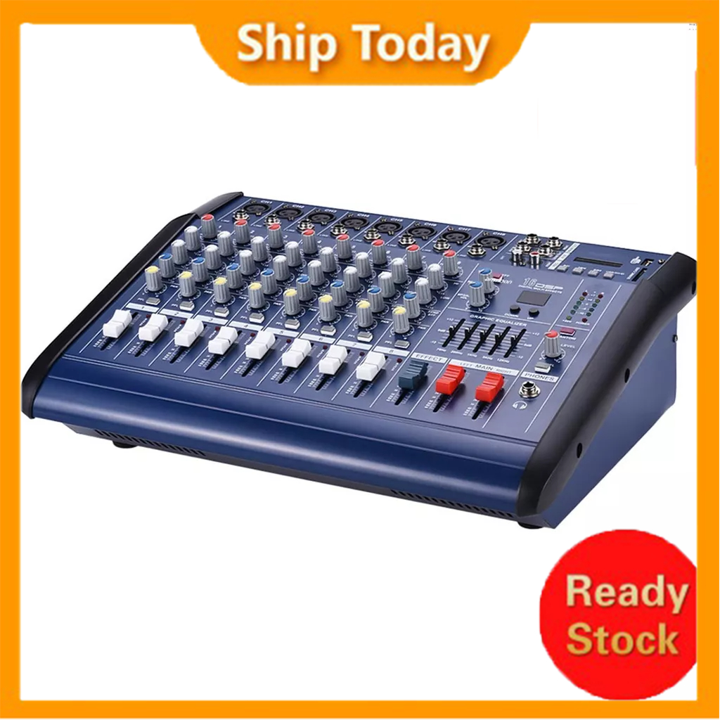 8 Channels Powered Mixer Amplifier Digital Audio Mixing Console Amp ...