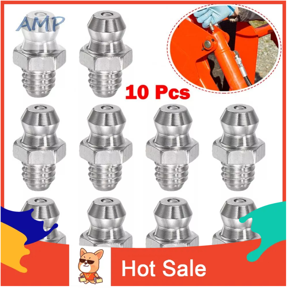 10Pcs 201 Stainless Steel Straight Hydraulic Grease Fitting M6 x 1mm ...