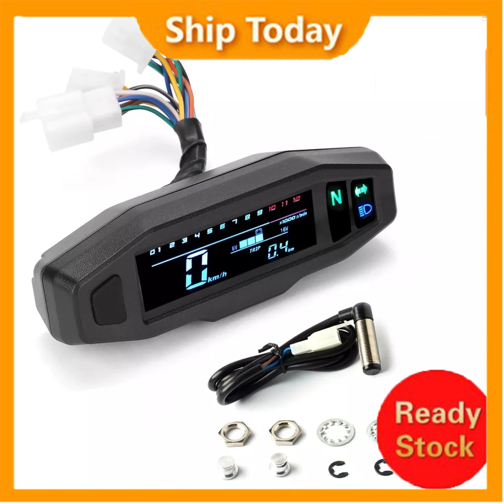 Mini Universal LCD Digital Motorcycle Meter Speedometer Digital Odo ...