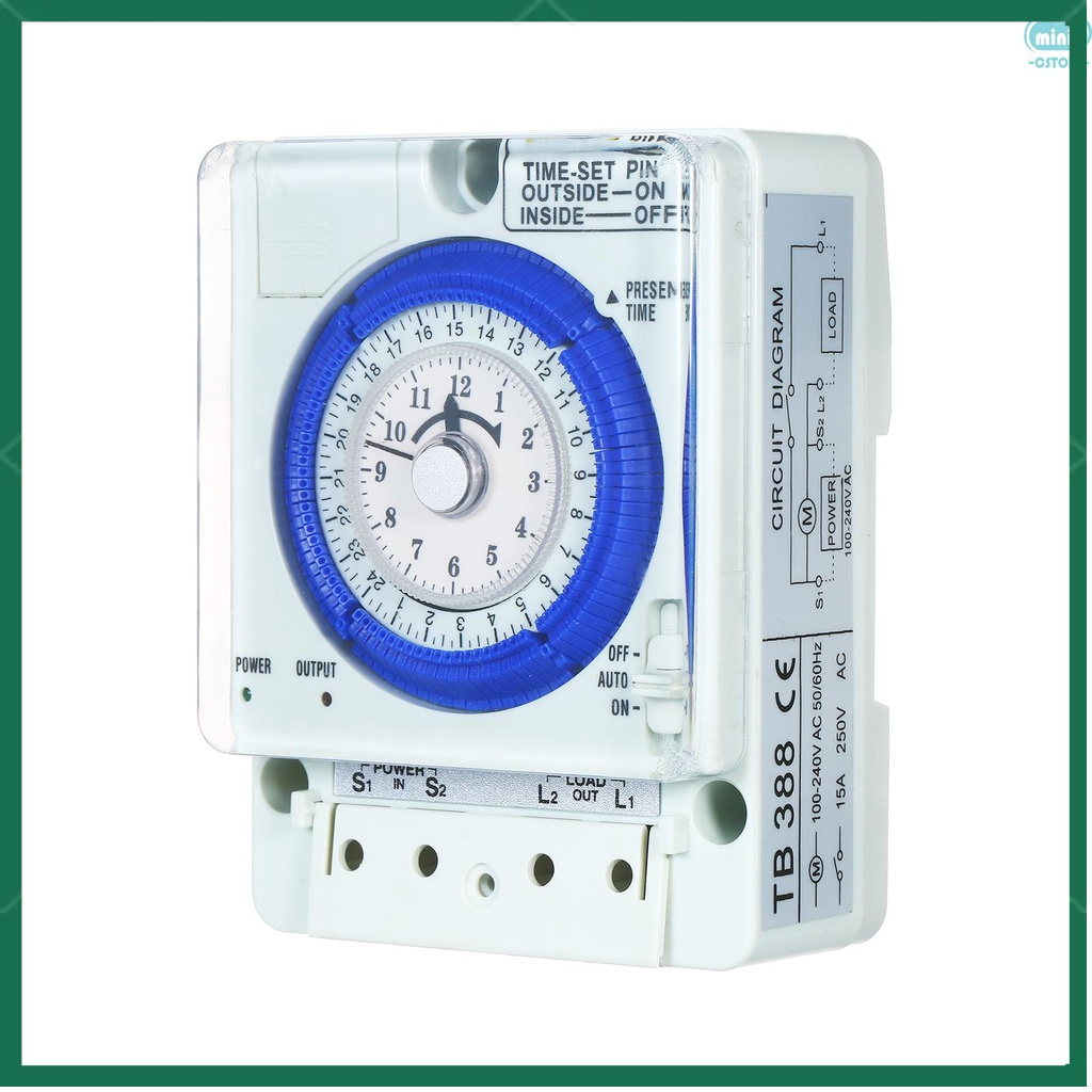 MC 24-Hour Mechanical Timer with Battery 15-Minute Intervals Push Pins ...