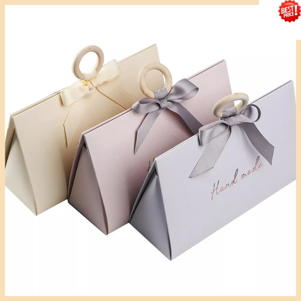 Light Luxury Gift Bag Wooden Ring Handle With Hand Gift Box Paper Box ...
