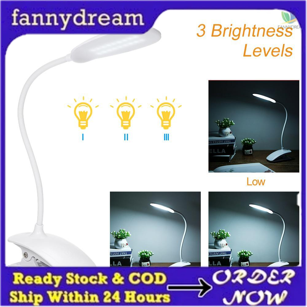 F&D Dimmable Clip-on LEDs Rechargeable Desk Lamp Touching Control 360 ...