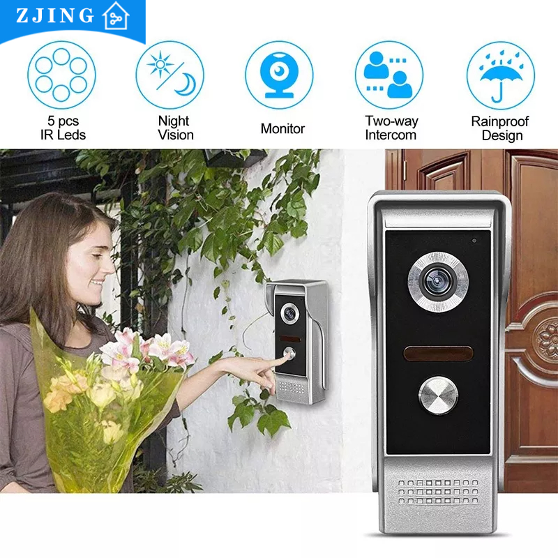 Outdoor Video Door Phone Intercom Doorbell Monitor with Night Vision ...