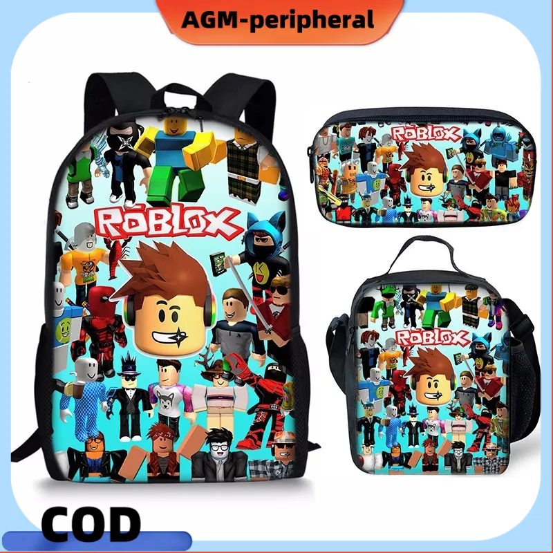 Roblox student Backpack + shoulder bag + pencil case school bag lunch ...