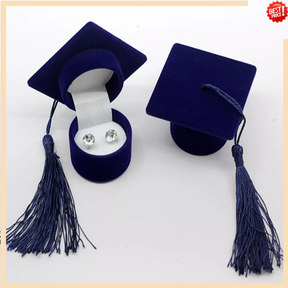 Graduation Bachelor Cap Ring Earrings Jewelry Storage Box Wedding ...