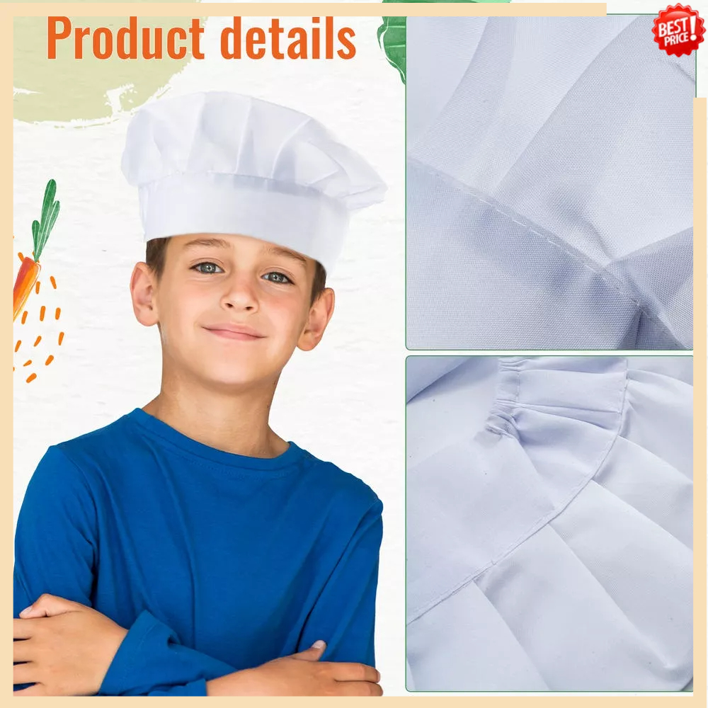 Baby Kid White Chef Hat Elastic For Party Kitchen Baking Cooking ...