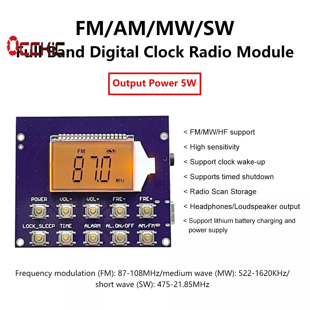 Occkic DIY Wireless FM Radio Receiver Module 87.0MHz-108.0MHz Frequency ...