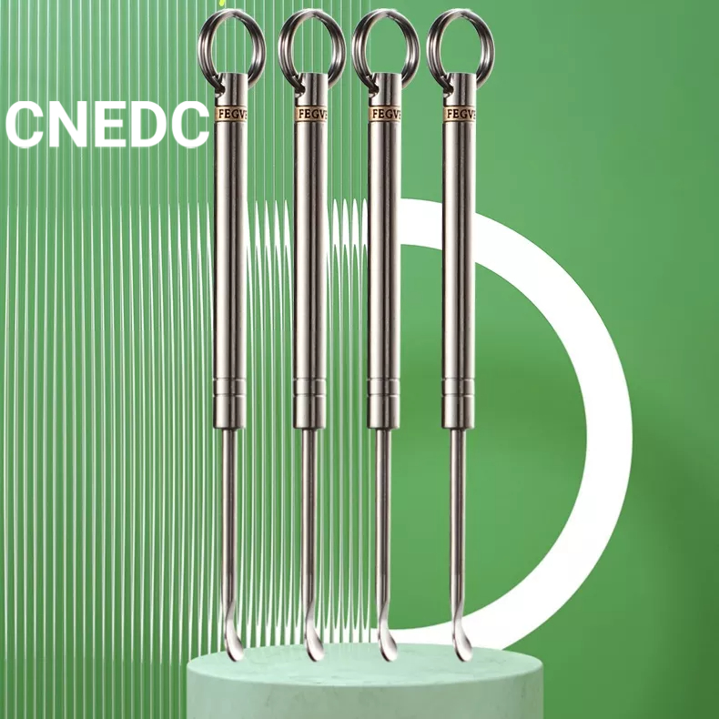 CNEDC Ear Digging Spoon Titanium Alloy 360 ° Rotation Portable Keyring ...