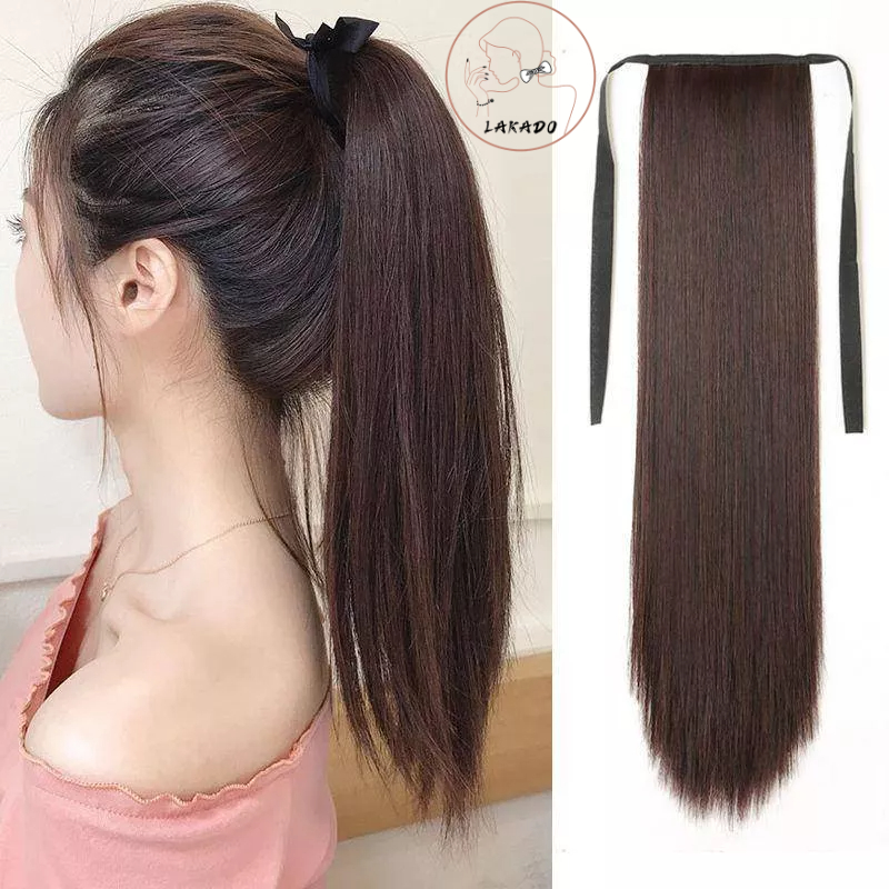 Wig Ponytail Long Straight Hair Lace-Up Ponytail High Ponytail Wig ...
