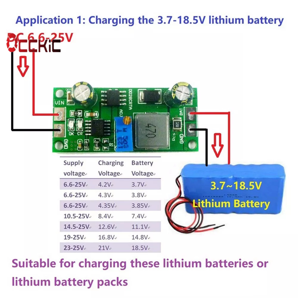 Occkic DD28CRTA 1A 3.7-18.5V Charging Board For Lithium Batteries Or ...