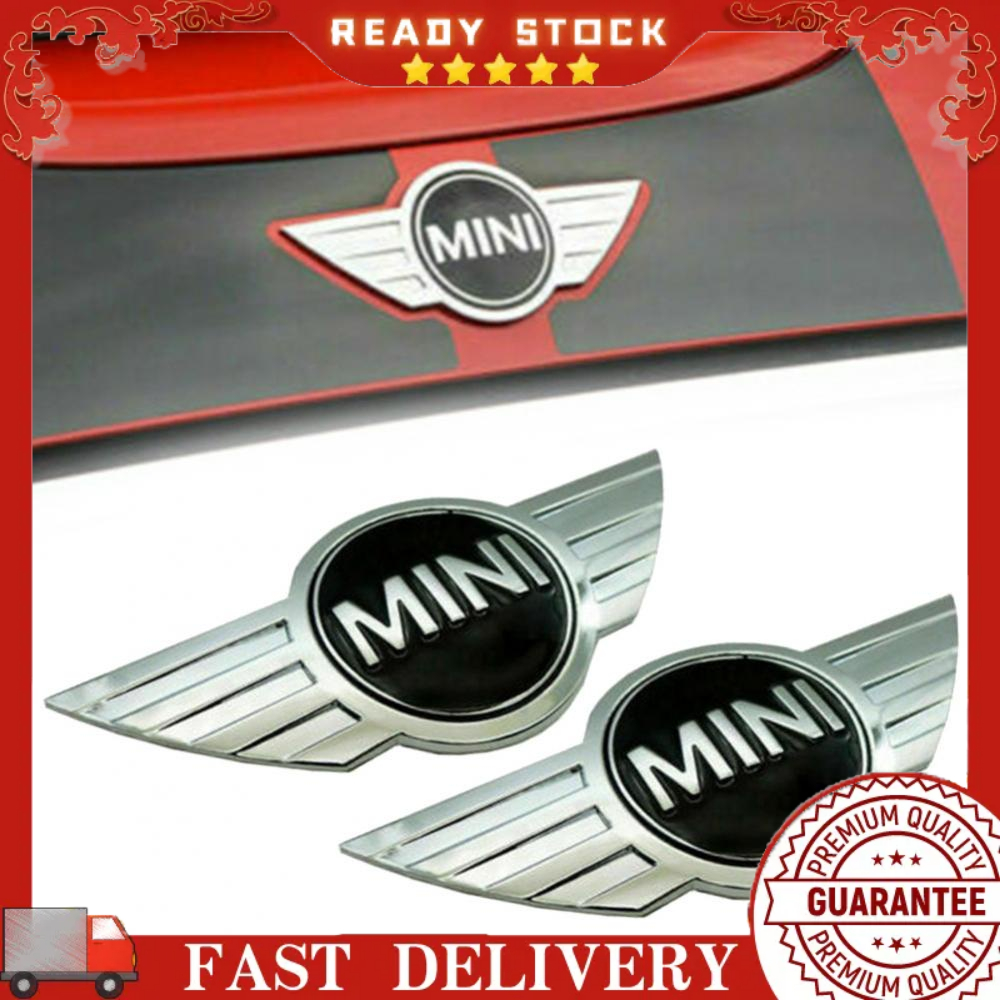 2PC Badge Logo Front Bonnet/Rear Boot Chrome Metal Emblem For BMW Mini ...