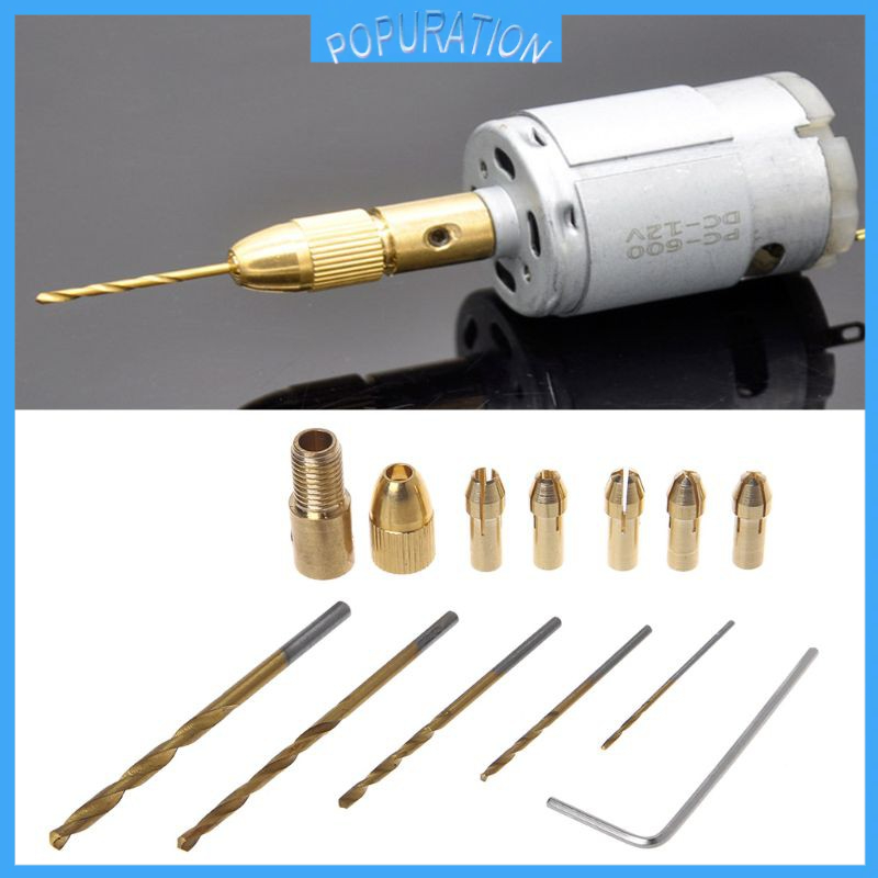 12Pcs 0.5-3mm Electric Hand Press Drilling Micro Twist Drill Bit Chuck ...