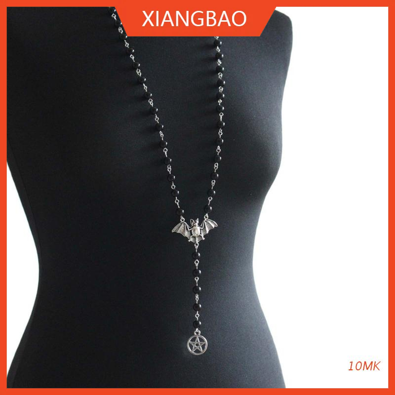 xiangbao Gothic Halloween Jewelry Rosary Necklace Gothic Silver Bat ...