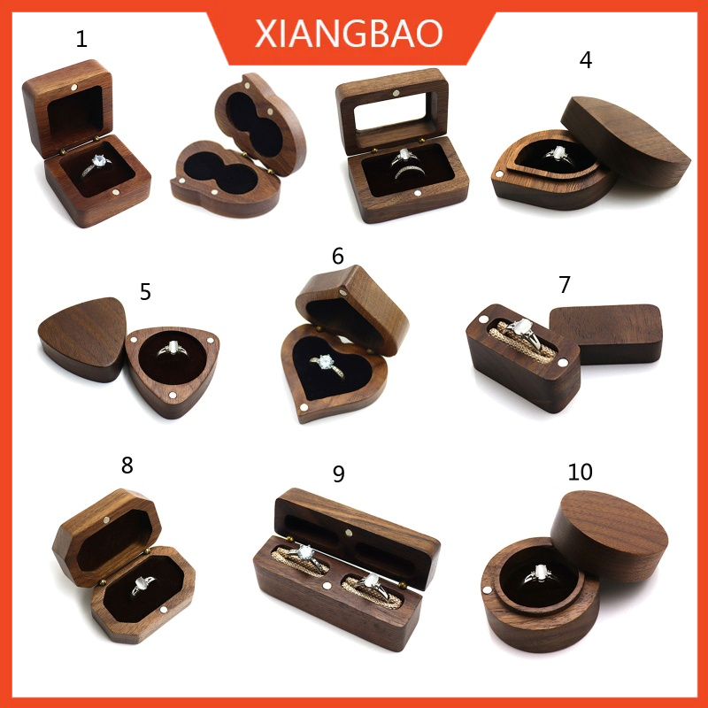 10MK Premium Wooden Engagement Ring Box Flat Ring Box for Wedding ...