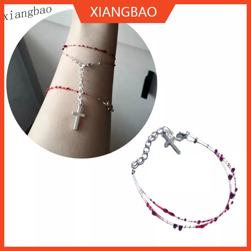 xiangbao Gothic Punk Cross Pendant Red Blood Drop Bracelet Bangle for ...