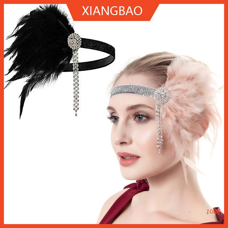 xiangbao for Creative Women Feather for Rhinestone Tassel Hairhoop ...