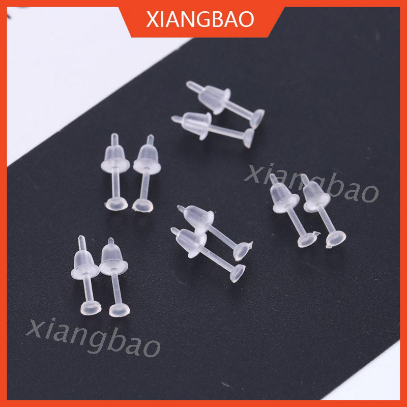 10MS 100 Set Hypoallergenic Simple Plastic Earrings Clear Ear Pins ...