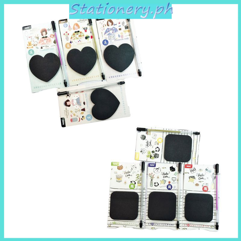 50 Sheets Black Sticky Notes with Fluorescent Pen Set for Creative ...