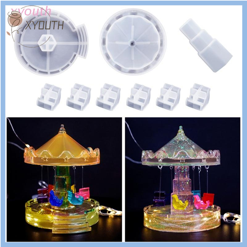 XY DIY 3D Carousel Horse Silicone Mold Rotary Flying Chair Resin Epoxy ...