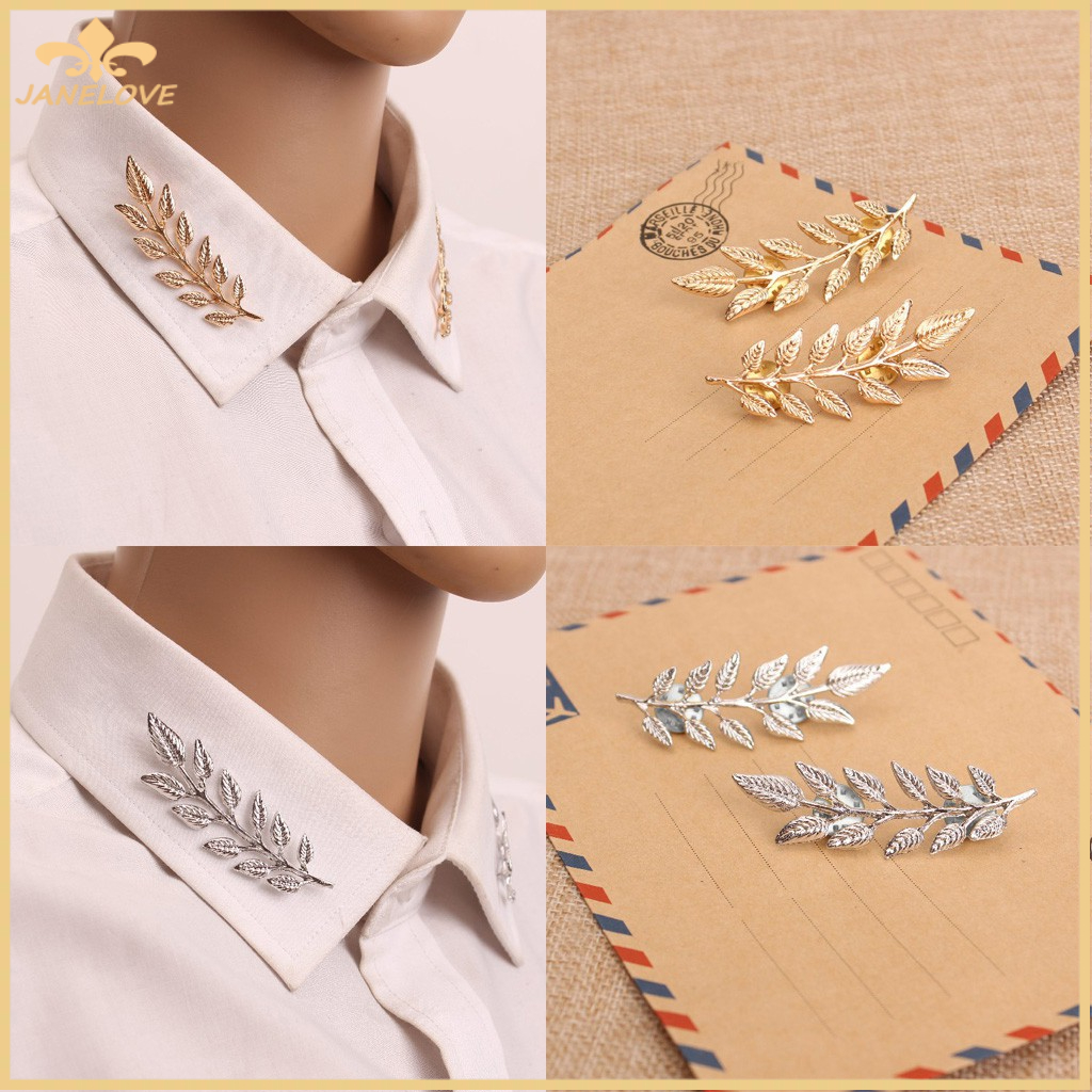 *J *Vintage Wheat Leaf Branch Gold Silver Plated Neck Tip Brooch Collar ...