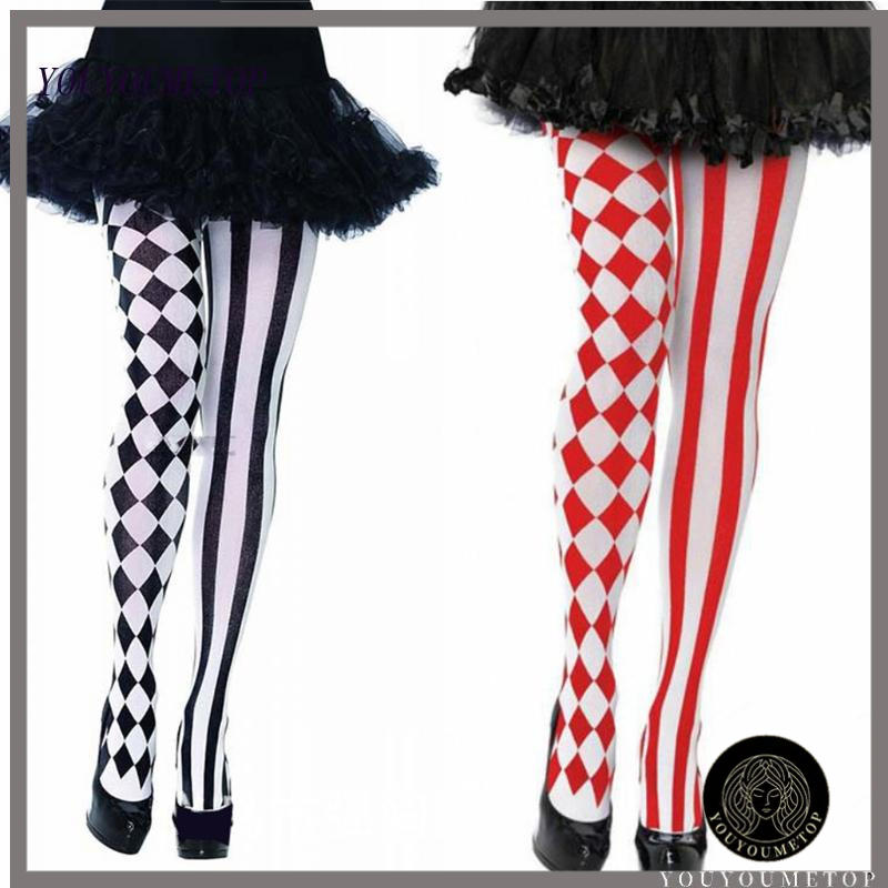 YOUYO Halloween Women Party Cosplay Pantyhose Checkered Diamond Plaid ...